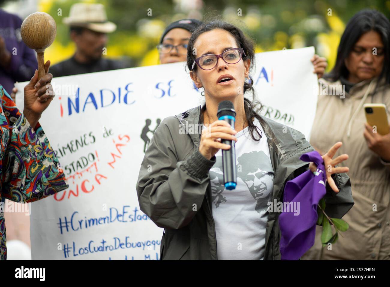 Fernanda Restrepo, sister of Rrestrepo brothers talks during the ...