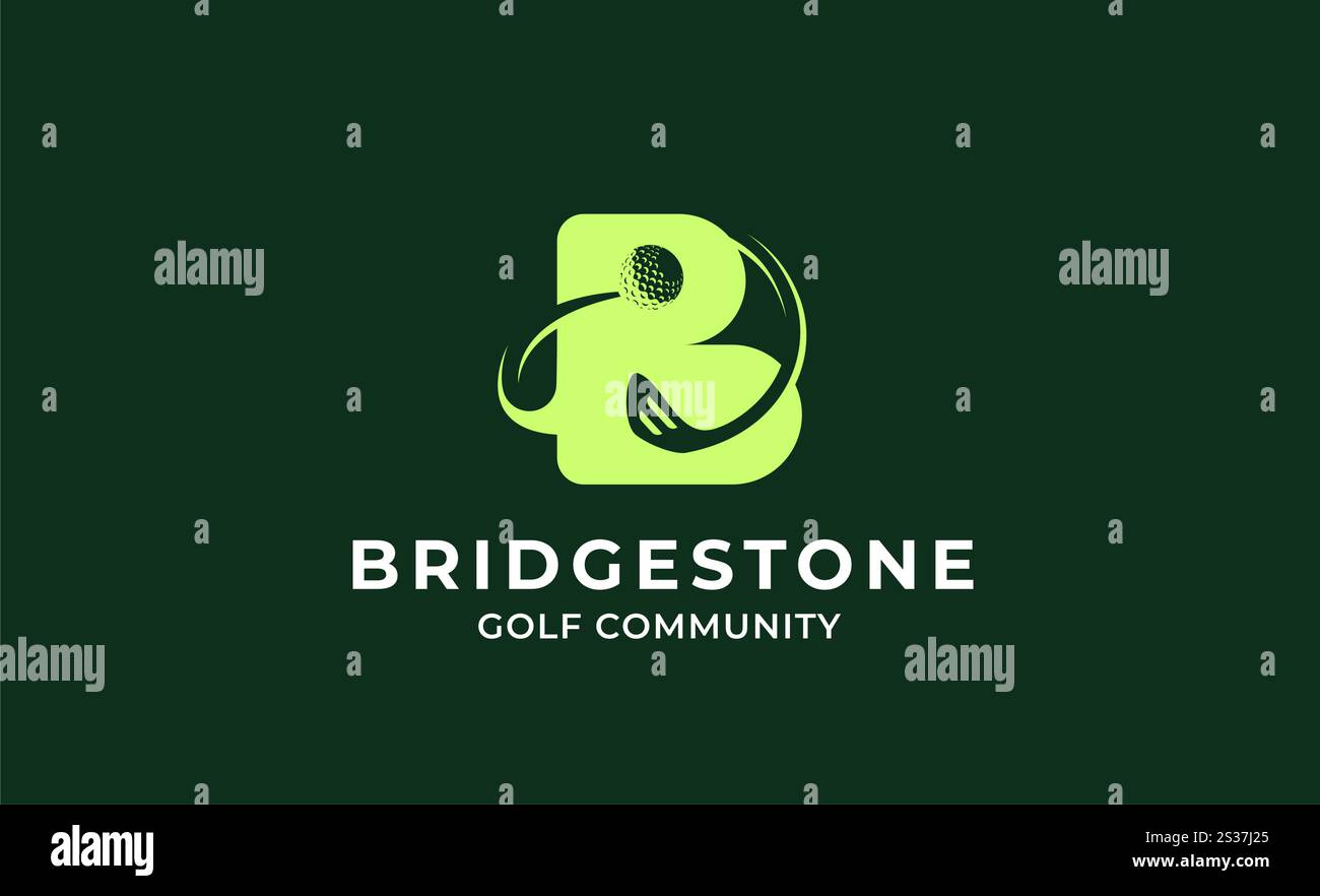 Monogram logo design initial B and Golf. Golf ball, golf stick and ...