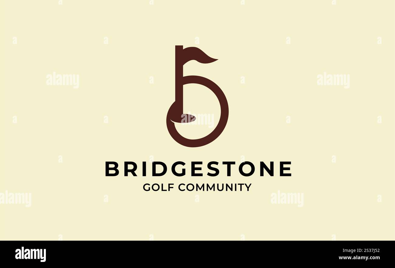 Monogram logo design initial B and Golf. Golf ball, golf stick and ...