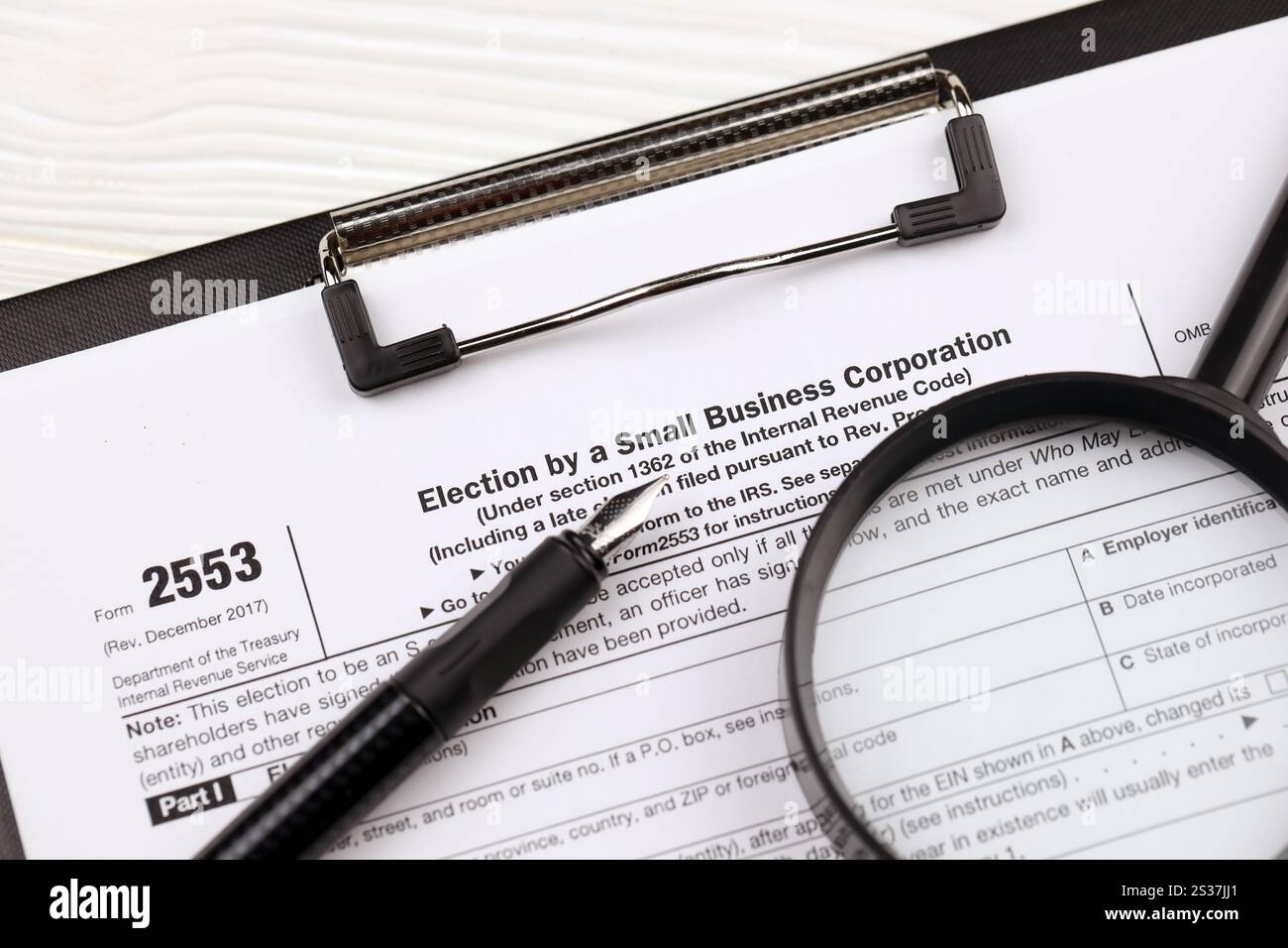 IRS Form 2553 Election by a Small Business Corporation tax blank on A4 ...