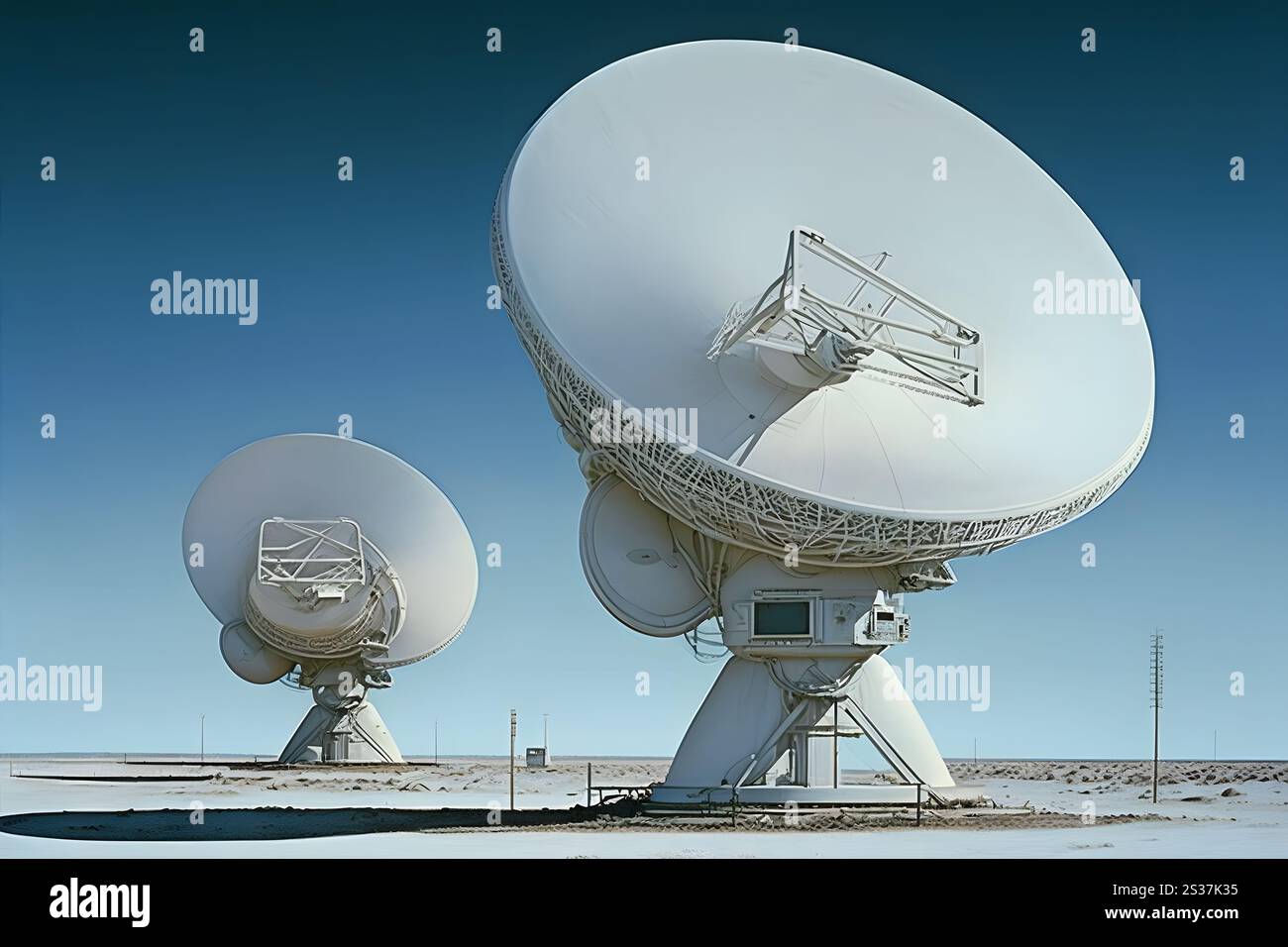 Group of radio telescope satellite dishes. VLA Very Large Array in ...