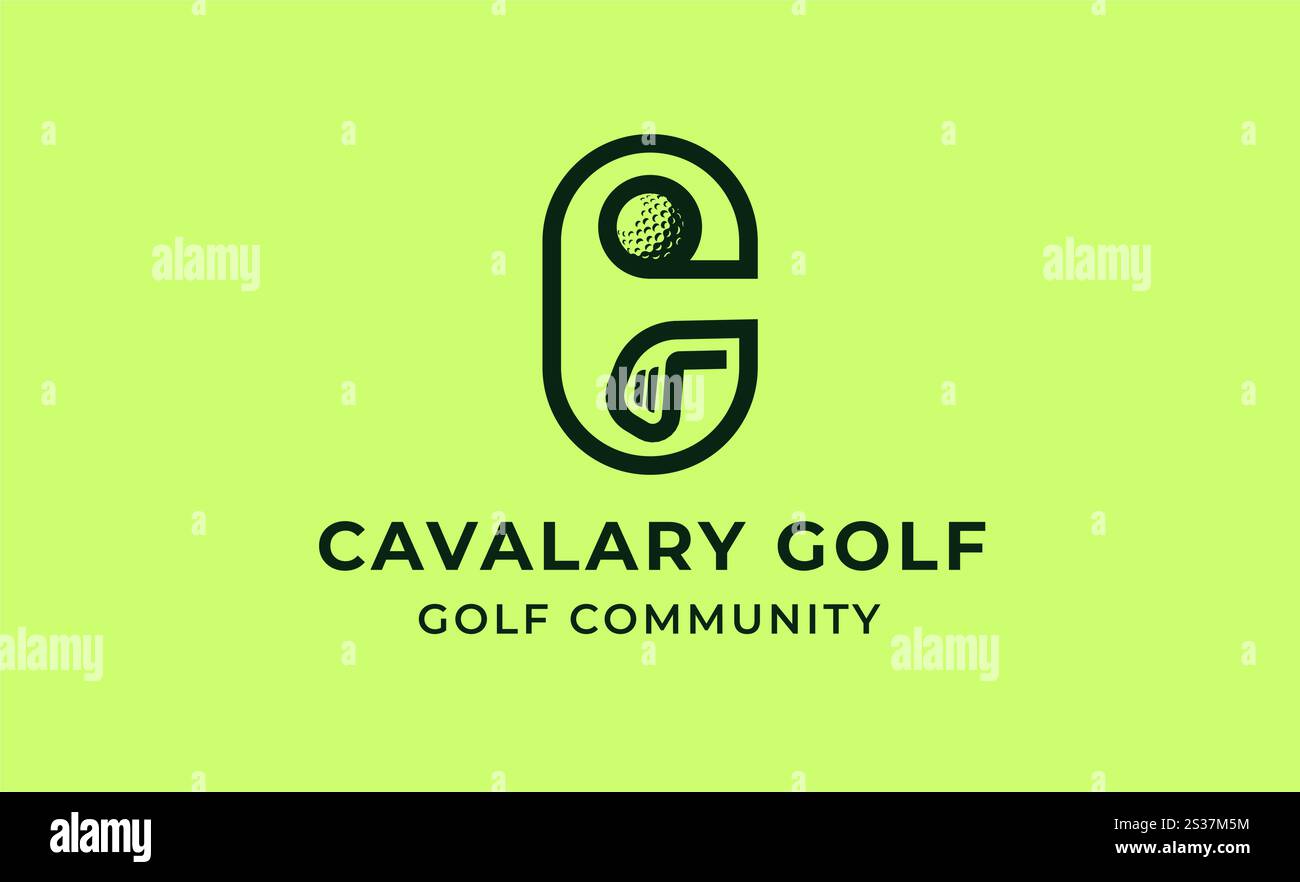 Monogram logo design initial C and Golf. Golf ball, golf stick and ...