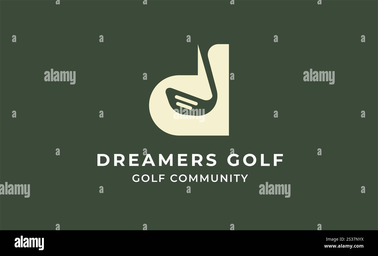 Monogram logo design initial D and Golf. Golf ball, golf stick and ...