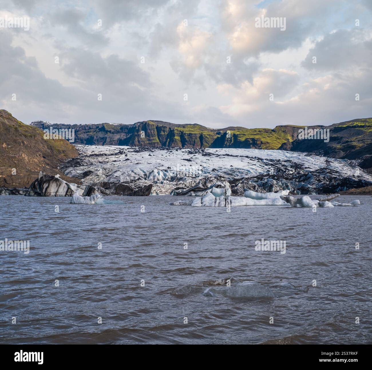 Solheimajokull glacier in southern Iceland. The tongue of this glacier ...