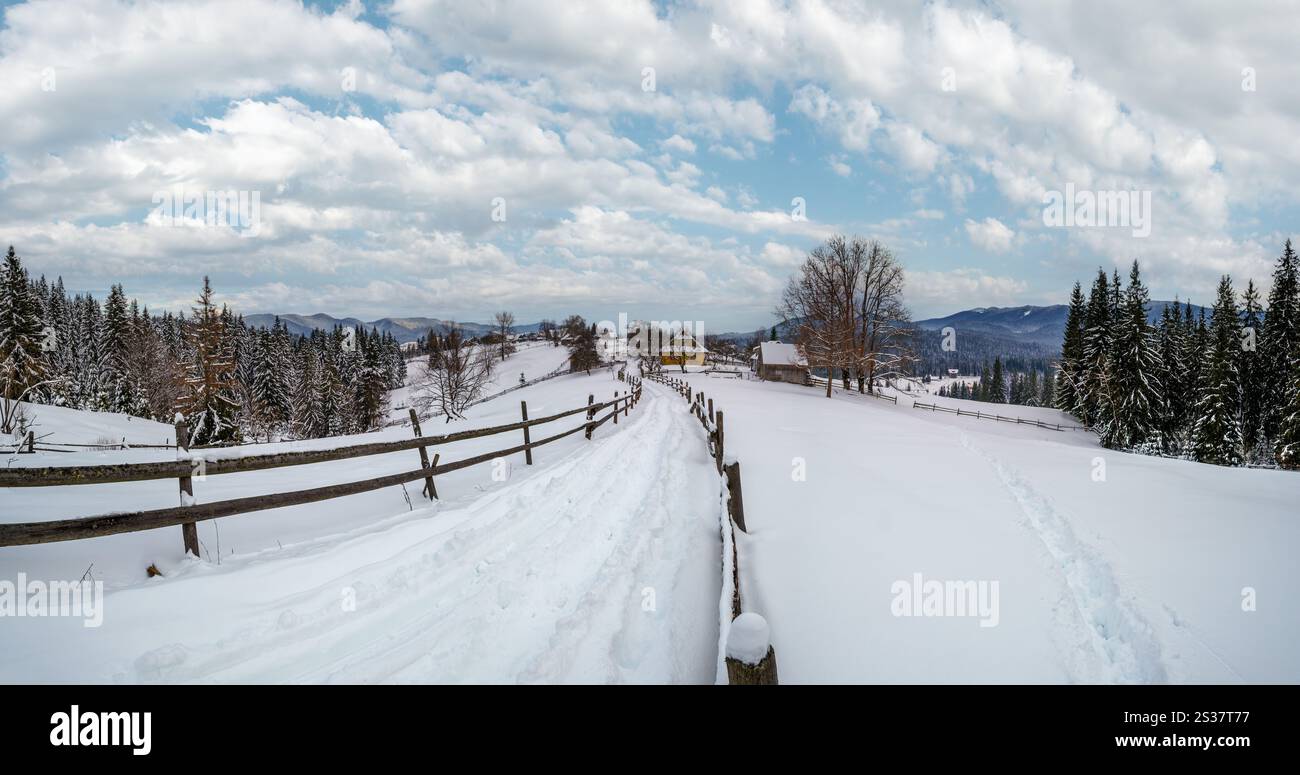 Secondary countryside alpine road in remote mountain village hi-res ...