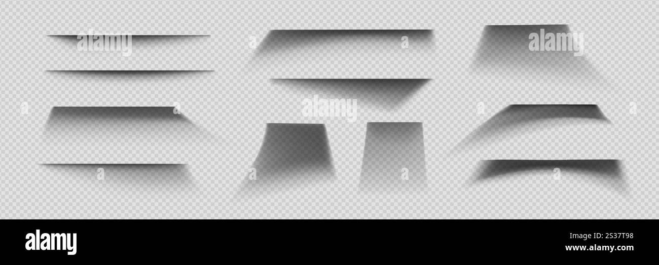 Shadow effect of paper like shapes on transparent background. Realistic ...