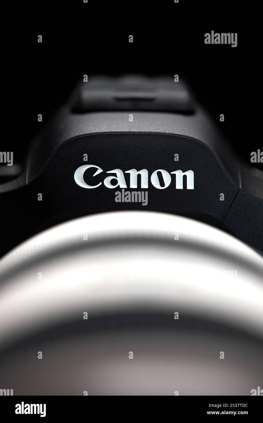 Canon EOS R5 Mark II Digital Mirrorless Camera on a Black Background ...