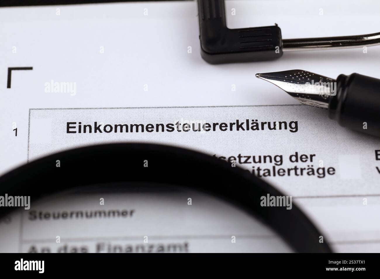 German annual income tax return declaration form blank on A4 tablet ...
