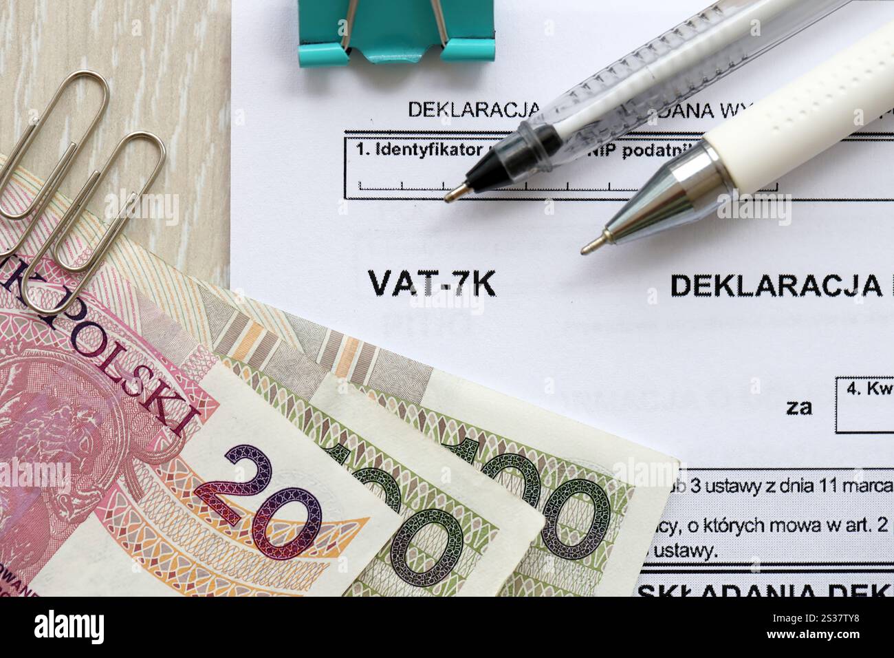 Declaration for tax on goods and services VAT-7K form on accountant ...