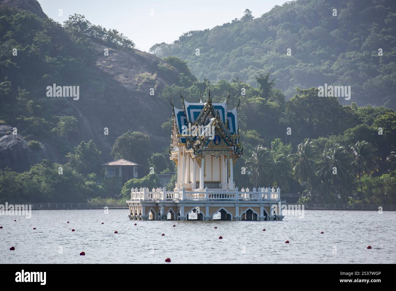 the Royal pavillon on the Lake Khao Tao reservoir at the village of ...