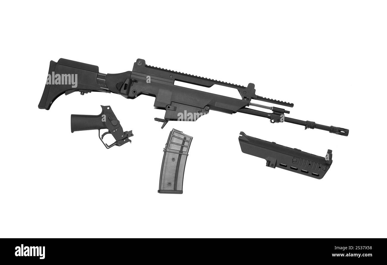 Advanced automatic weapon isolated on white background. Automatic gun ...