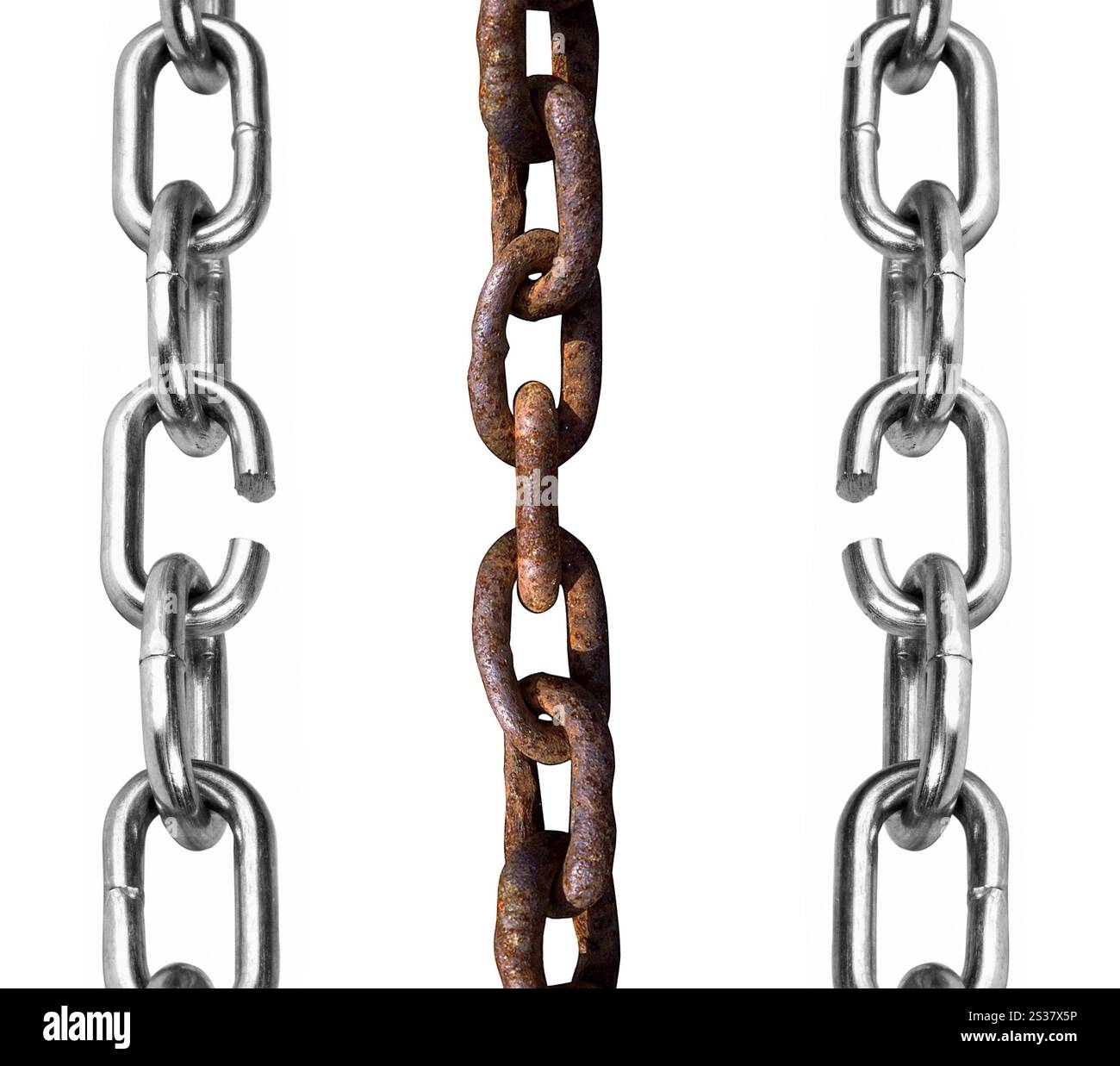 old and new chains isolated a white background. old and new chains ...
