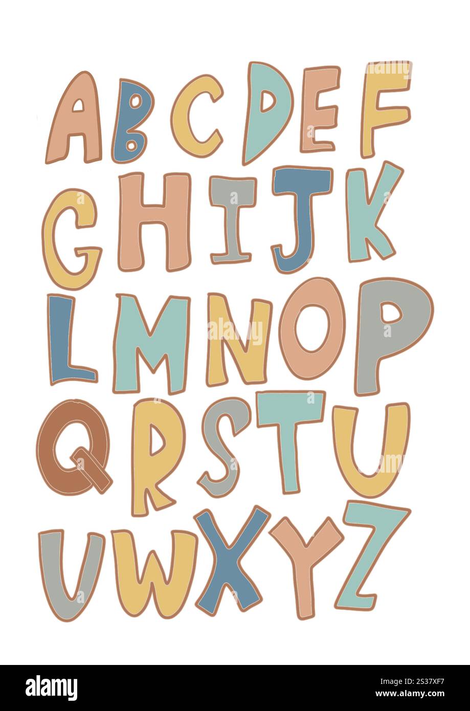 ABC alphabet poster design with colorful letters isolated on white ...
