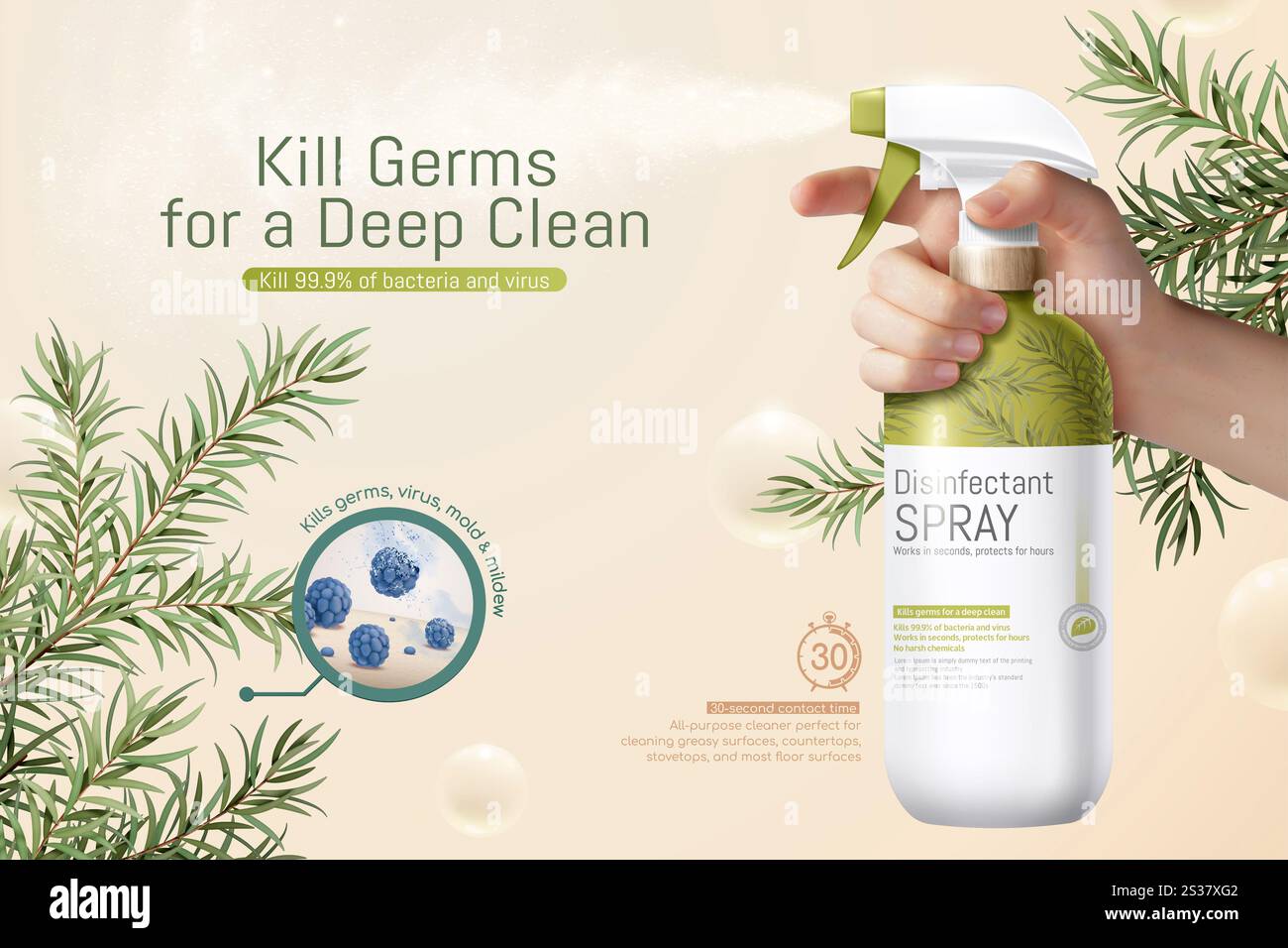 3d illustration of disinfectant spray ad template hi-res stock ...