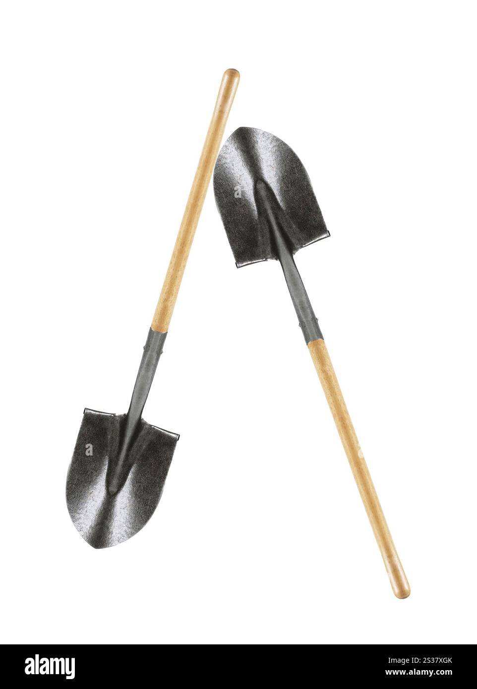 Shovels with wooden handle isolated Stock Photo - Alamy