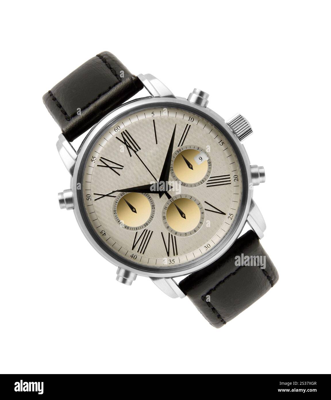 luxury silver man watch against white background. luxury silver man ...