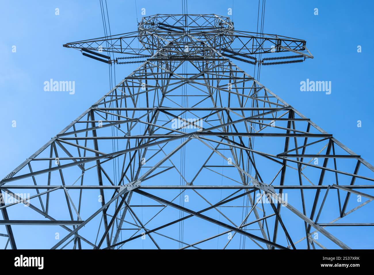Electric transmission tower at the James H. Miller Electric Generating ...