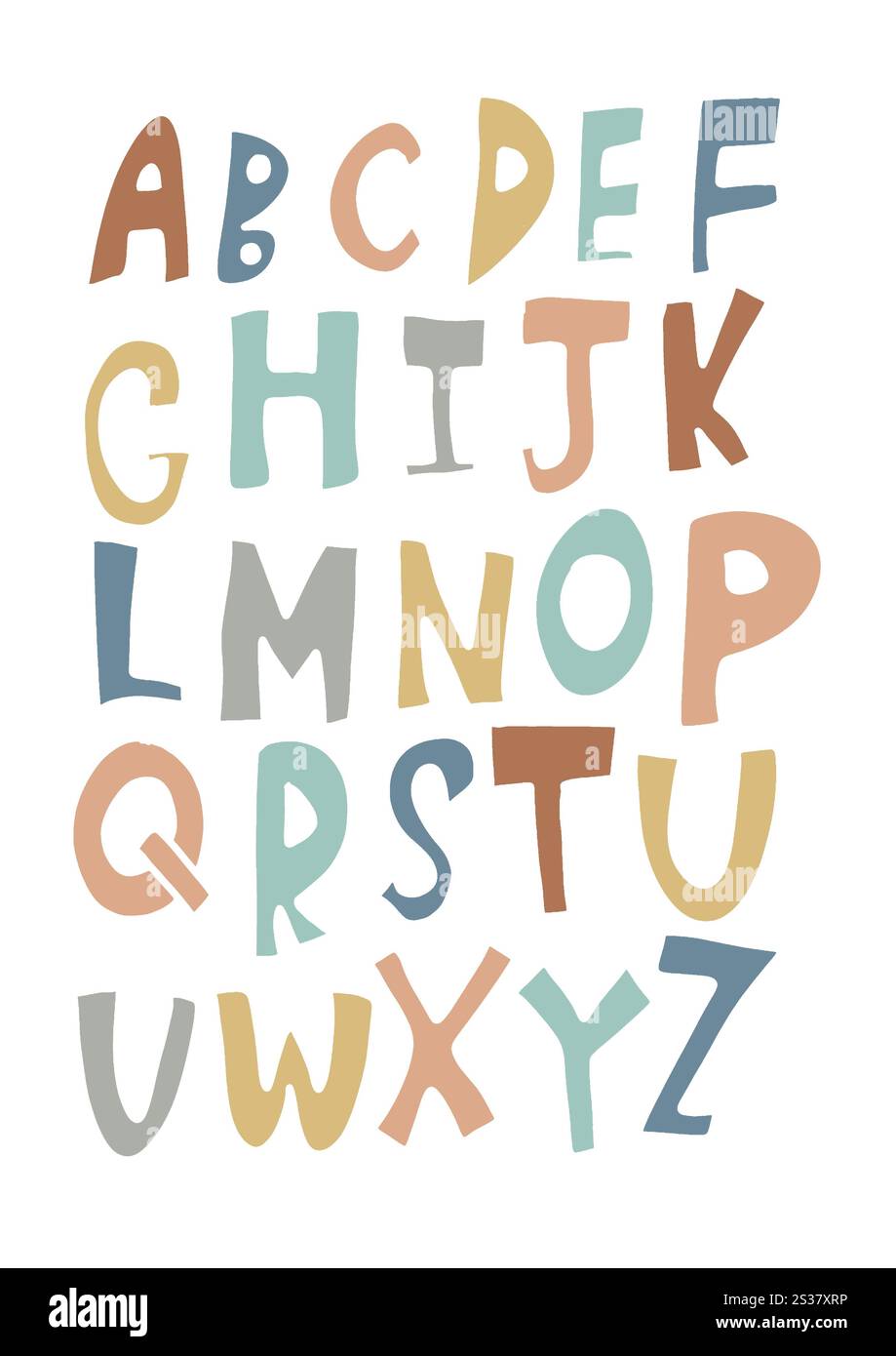 ABC alphabet poster design with colorful letters isolated on white ...