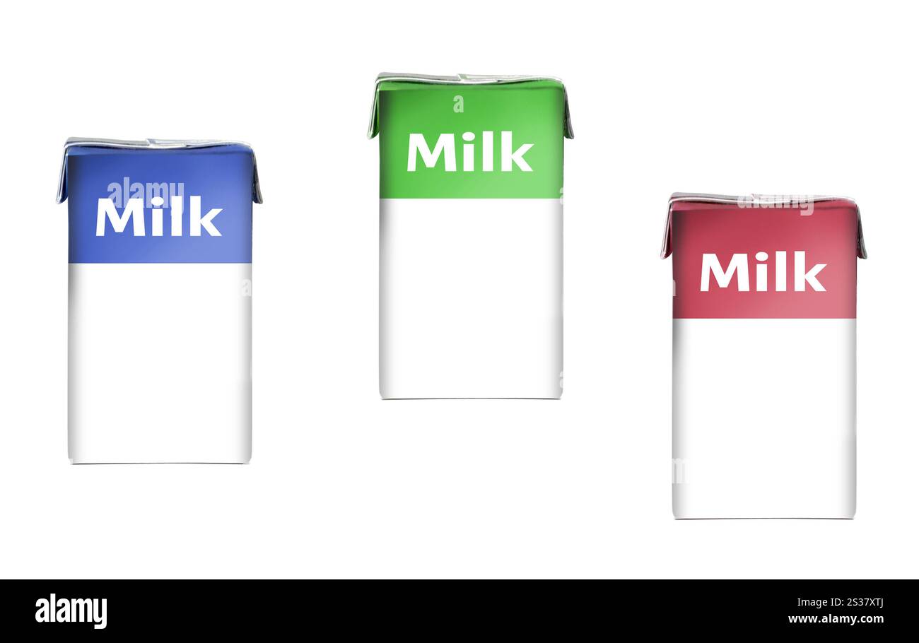 milk packets isolated over white background. milk packets Stock Photo ...