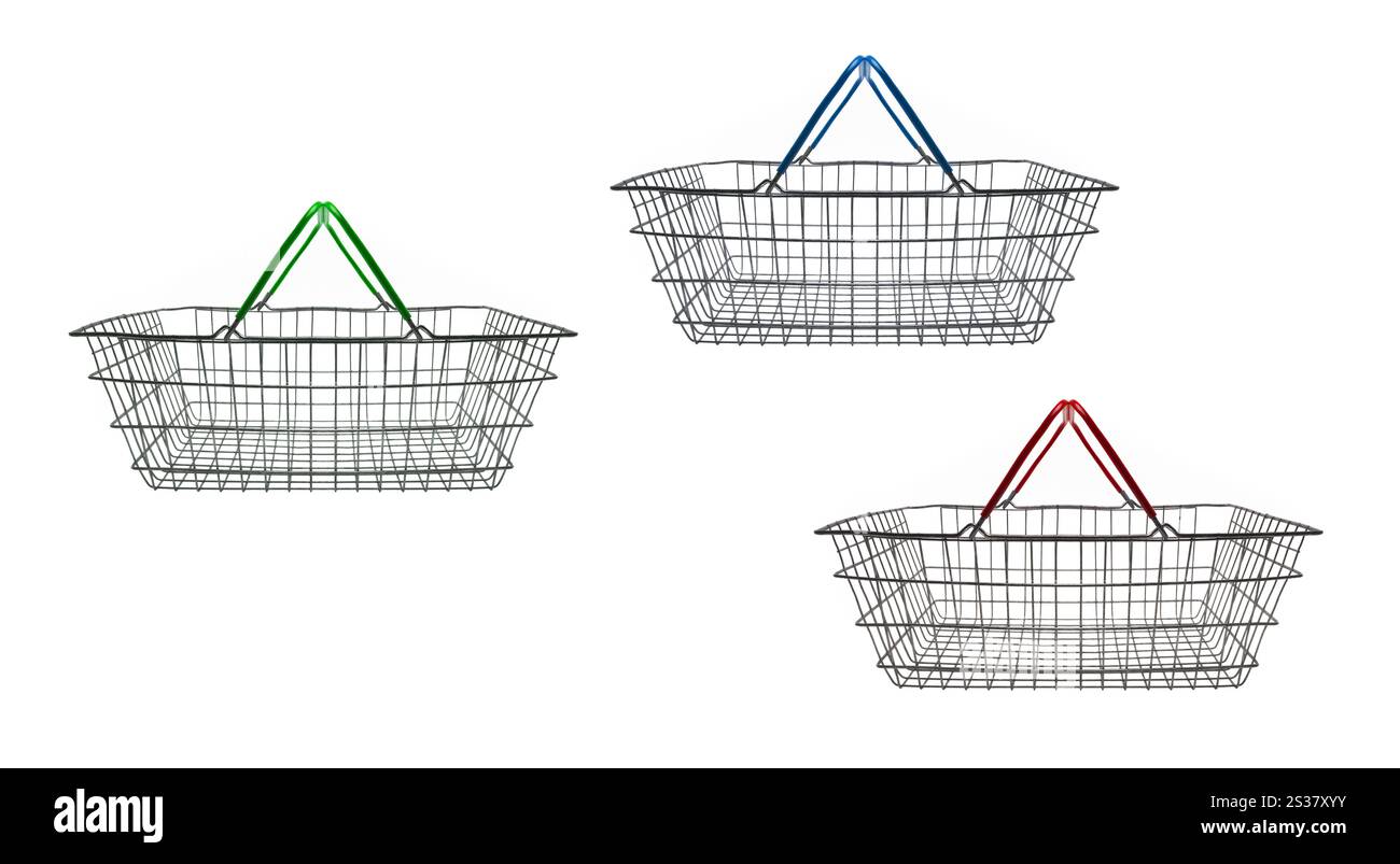 shopping baskets on white background. shopping baskets Stock Photo - Alamy