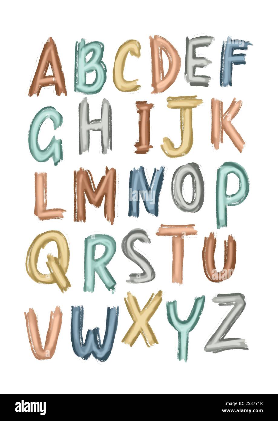 ABC alphabet poster design with multicolored raised letters isolated on ...