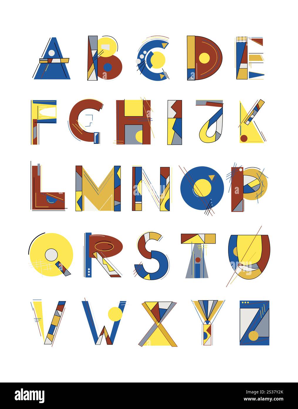 ABC alphabet letters in Kandinsky style for your design, vector image ...