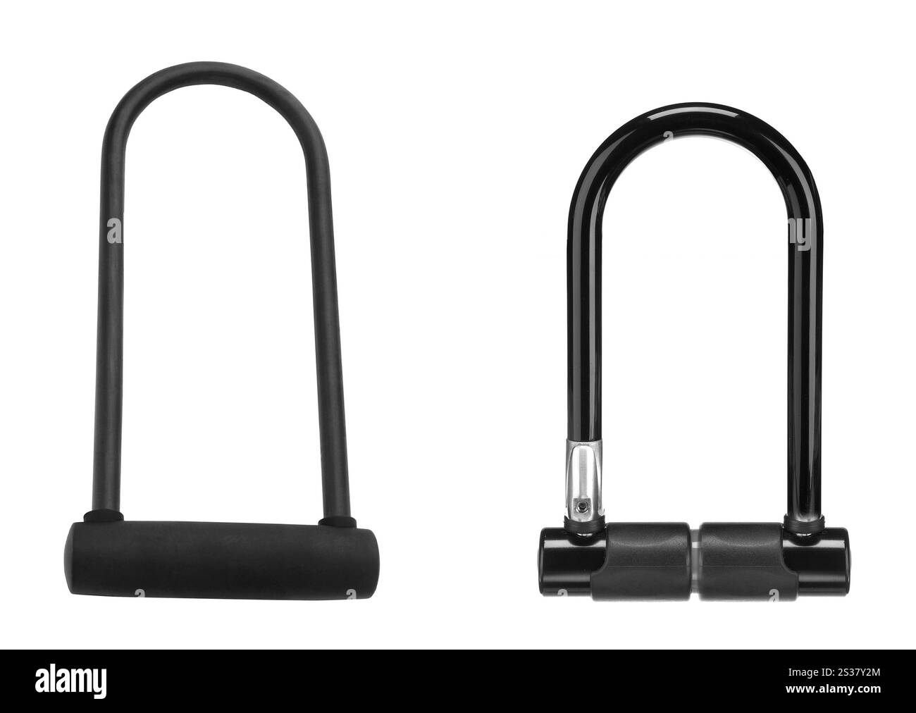 Black bicycle locks isolated on white background. Black bicycle locks ...
