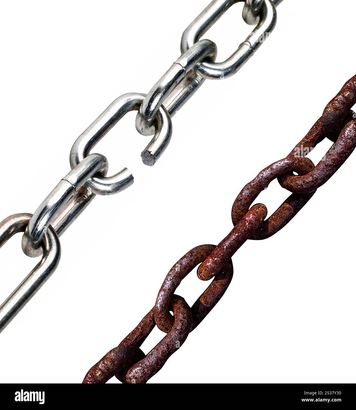 old and new chains isolated on white background. old and new chains ...
