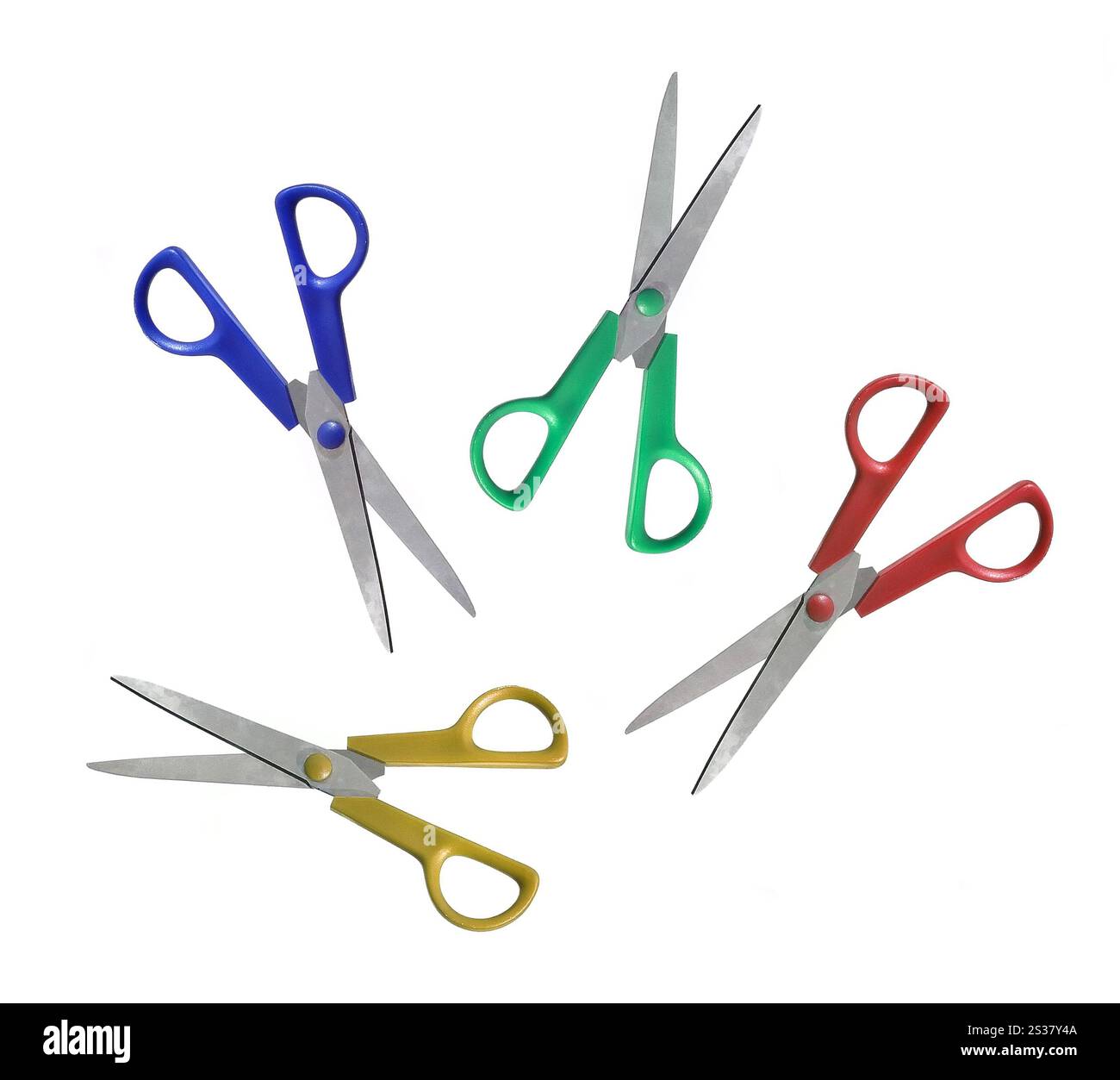 different scissors isolated on the white background. different scissors ...