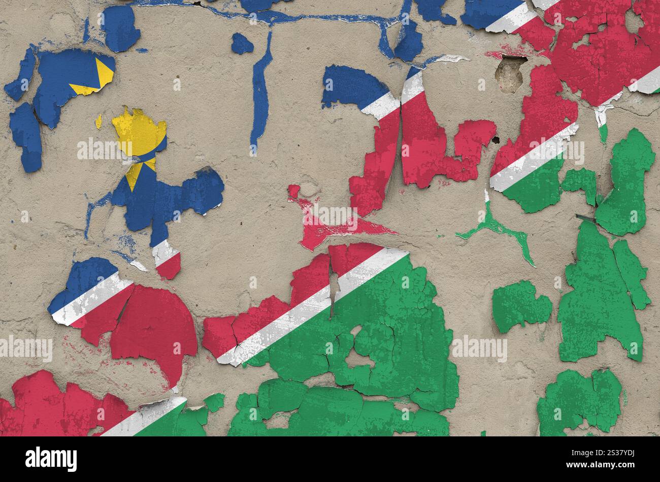 Namibia flag depicted in paint colors on old obsolete messy concrete ...