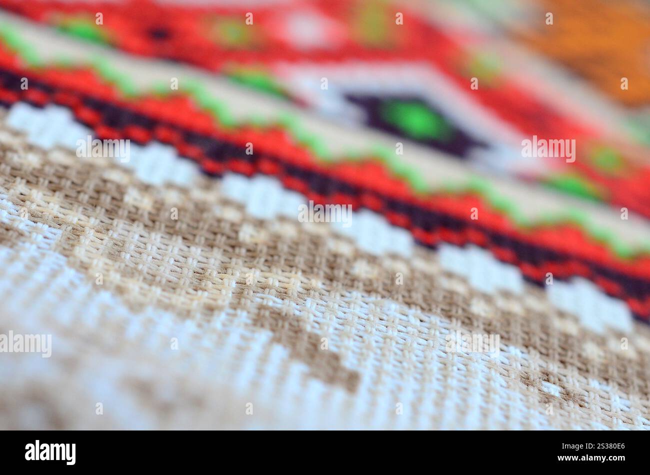 Traditional Ukrainian folk art knitted embroidery pattern on textile ...