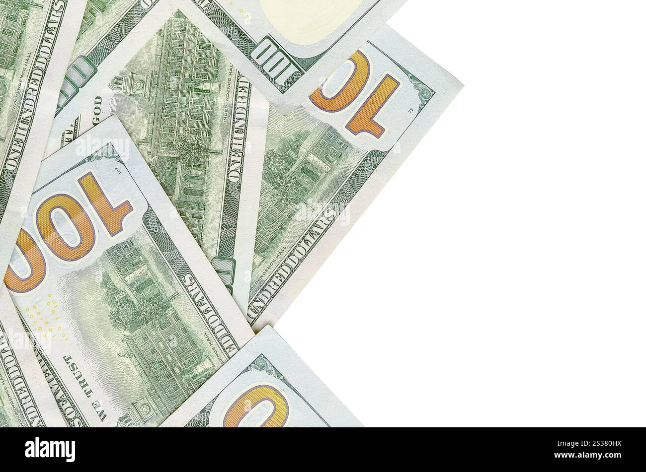 A border of American money isolated on white with copy space. Money ...