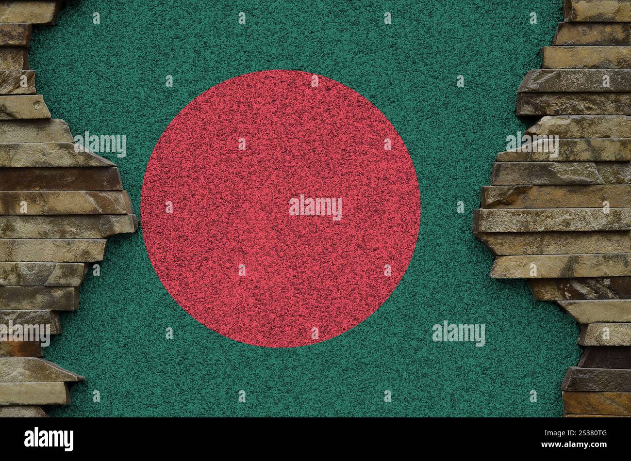 Bangladesh flag depicted in paint colors on old stone wall close up ...