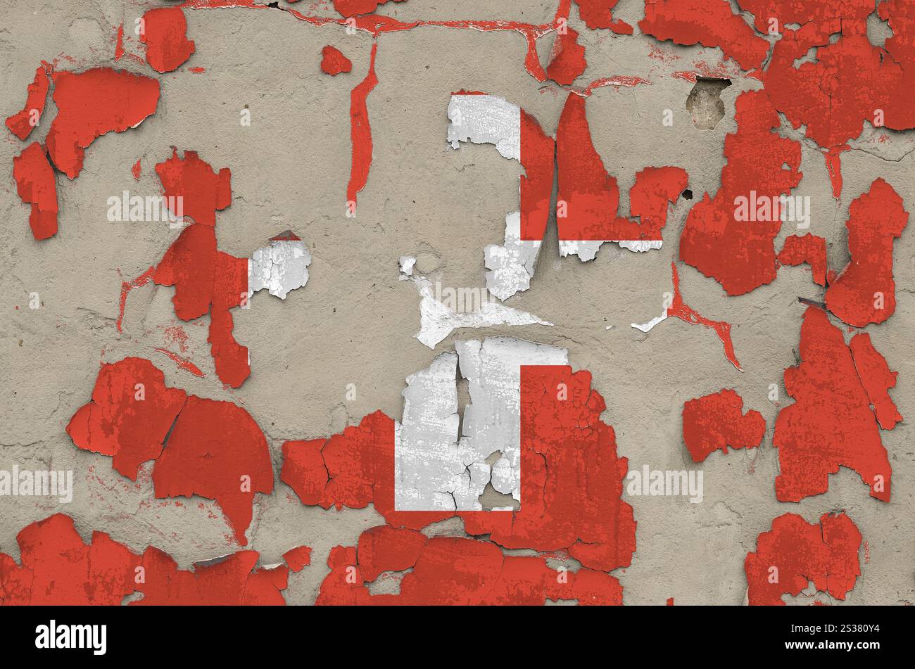 Switzerland flag depicted in paint colors on old obsolete messy ...