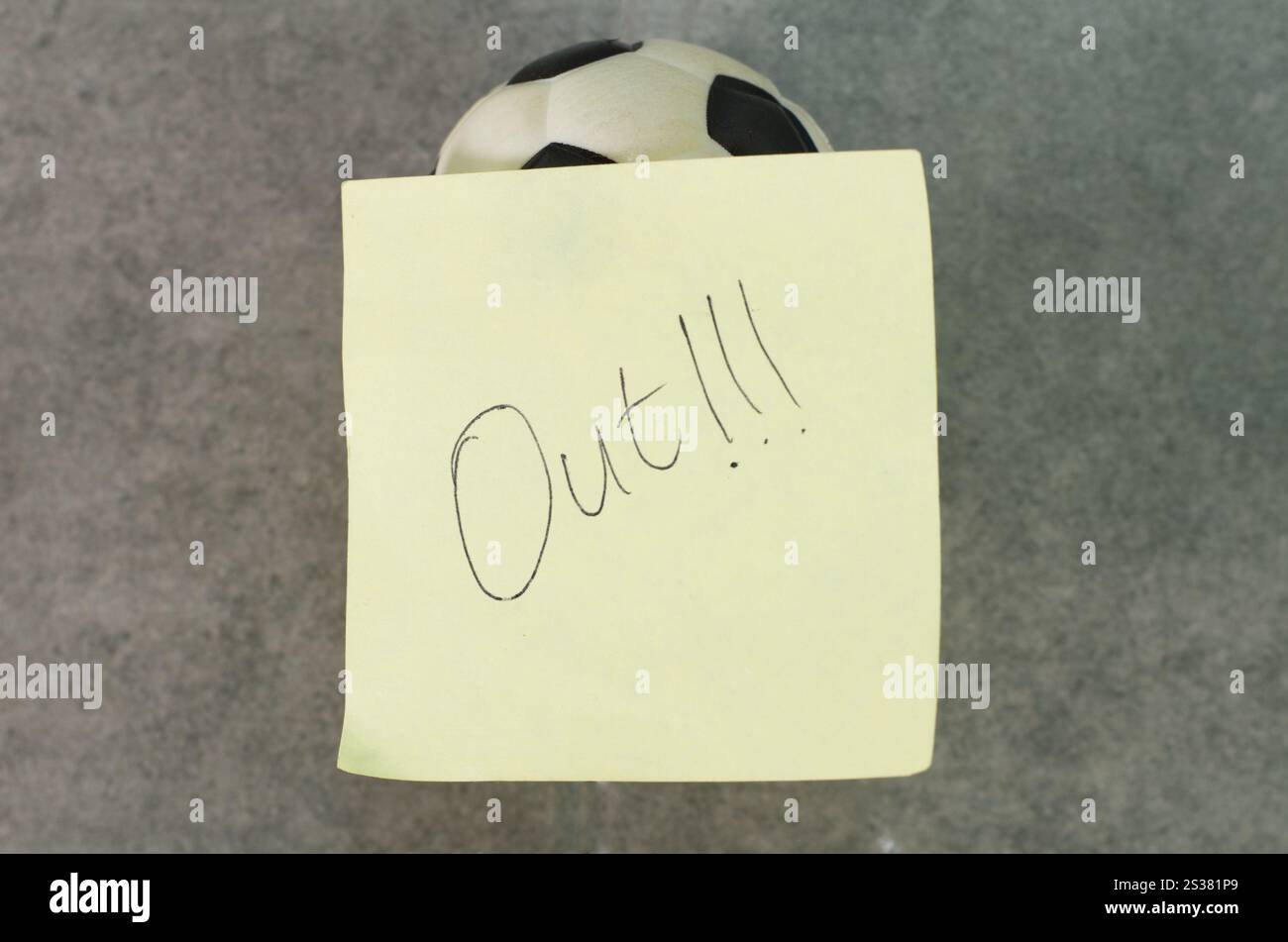Soccer Ball Object With Sport Warning Note on Yellow Post-It Stock ...