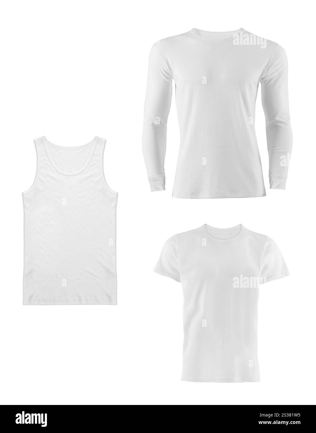 various t shirts isolated on white background. various t shirts on ...