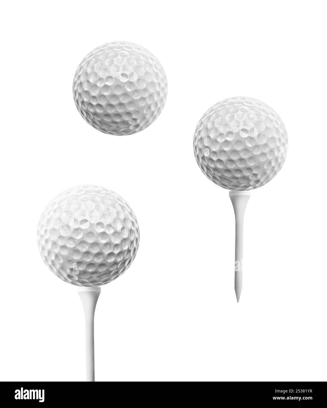 Golf ball on a tee isolated on white. Golf ball Stock Photo - Alamy
