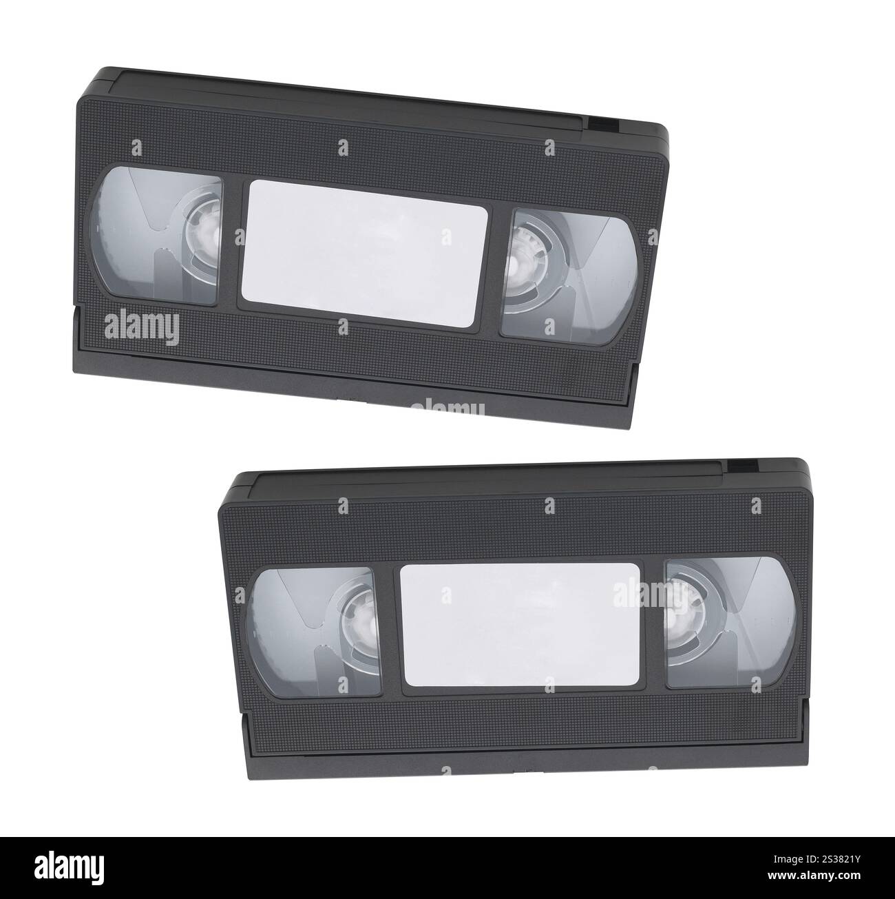 Old VHS video cassettes tape with blank label for copyspace. Old VHS ...