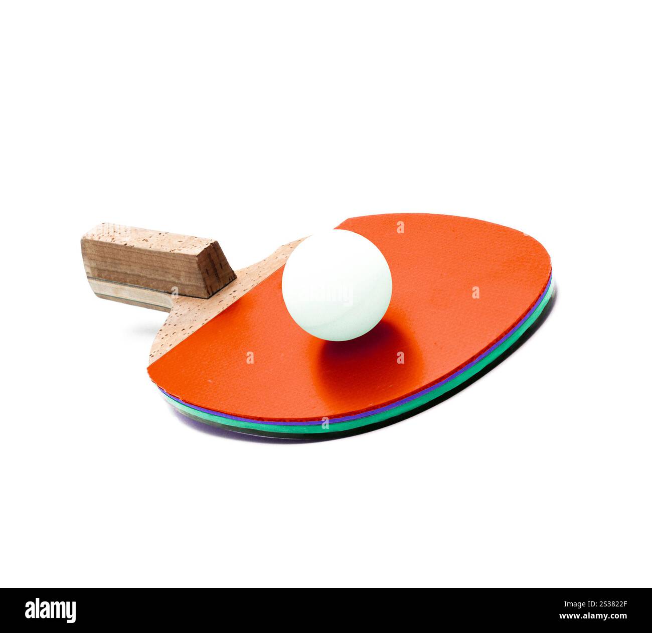 Table tennis racket and ball isolated on white background. Table tennis ...