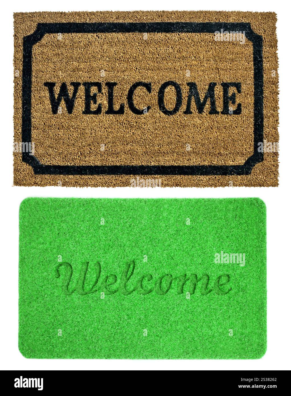 Welcome mats isolated on white background. Welcome mats isolated over ...