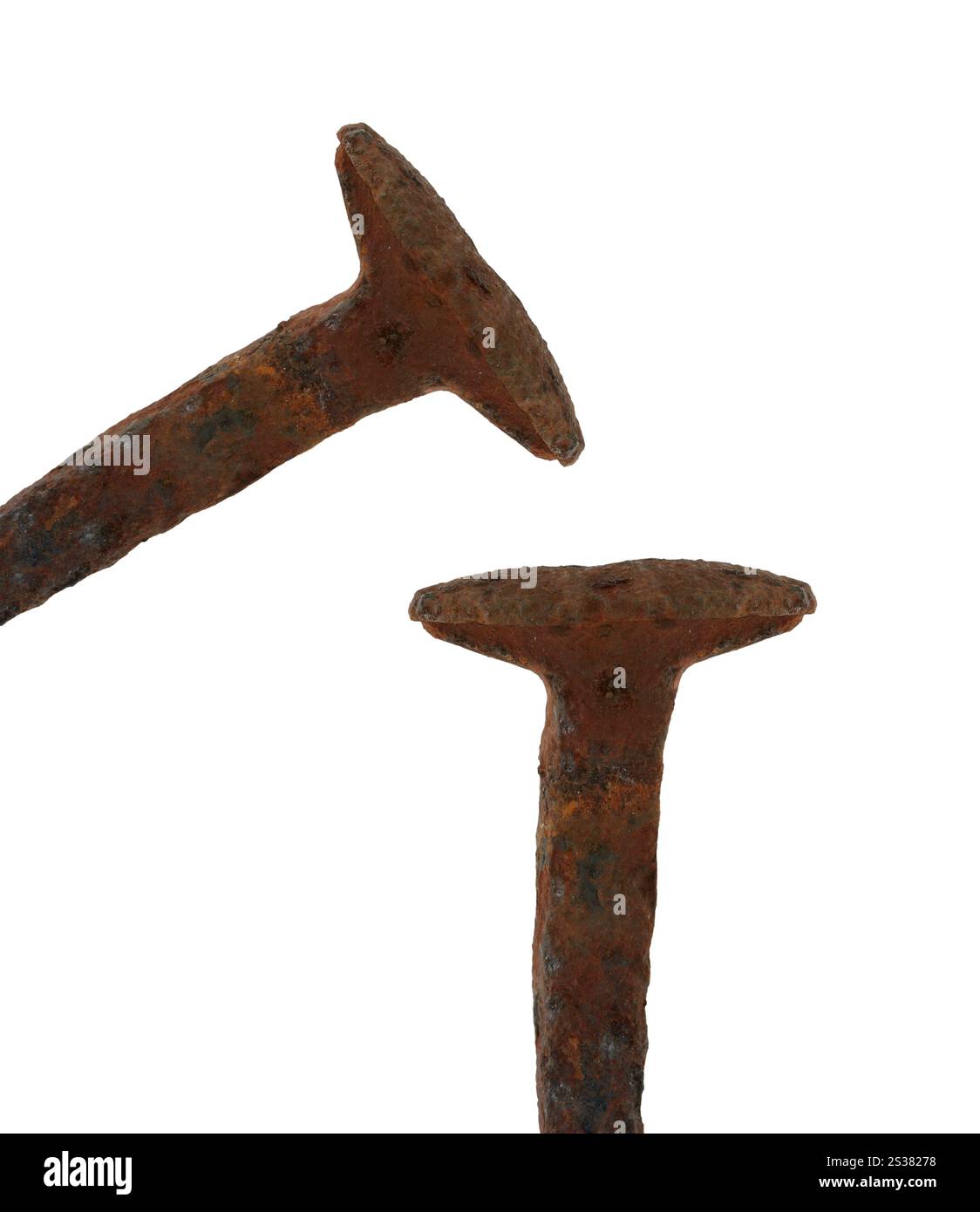 Rusty old Railroad spikes on white. Rusty old Railroad spikes Stock ...