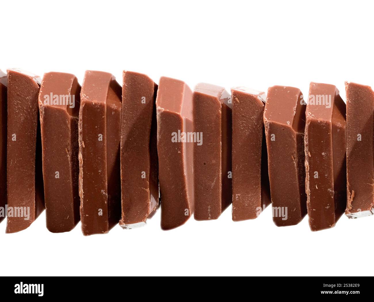 Broken chocolate bar close up isolated on white background. Broken ...