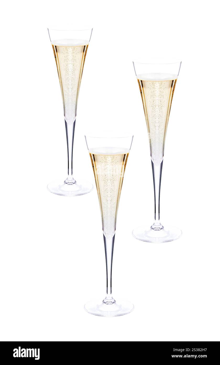 nice champagne in glasses isolated on white background. nice champagne ...