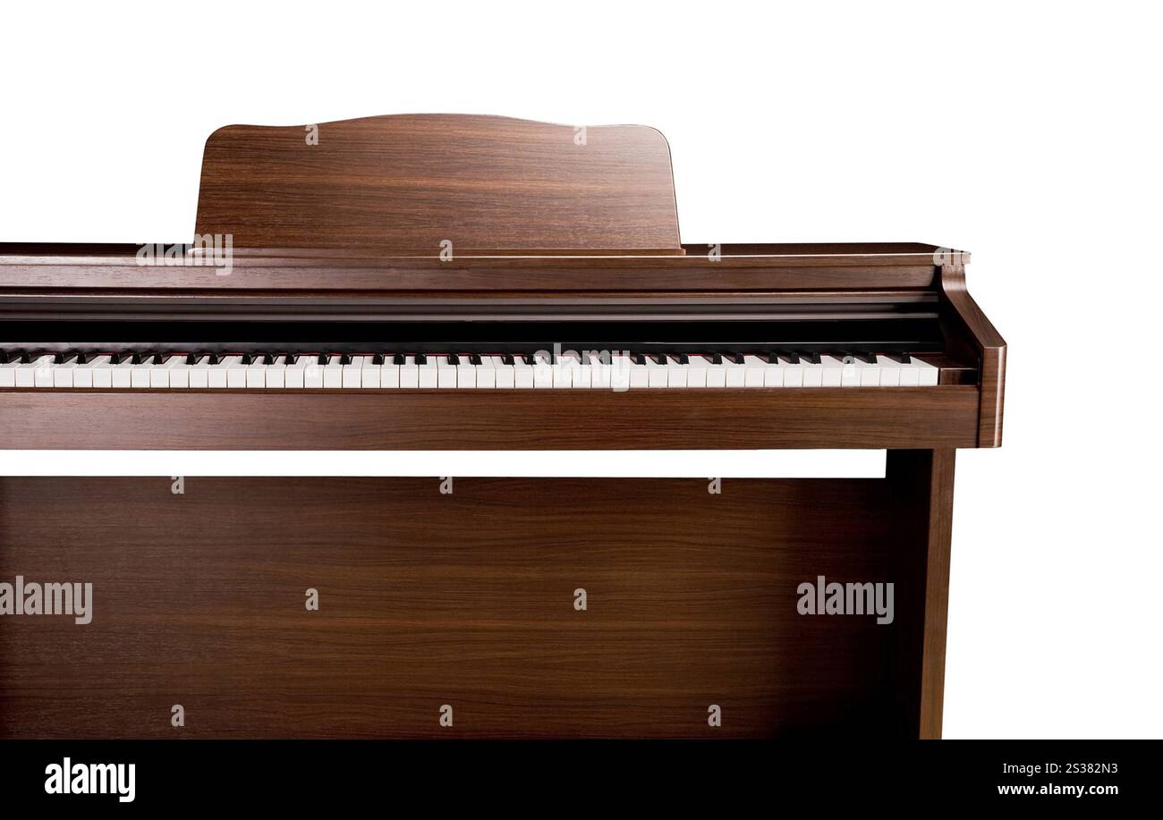 brown piano isolated on white background. brown piano isolated on a ...
