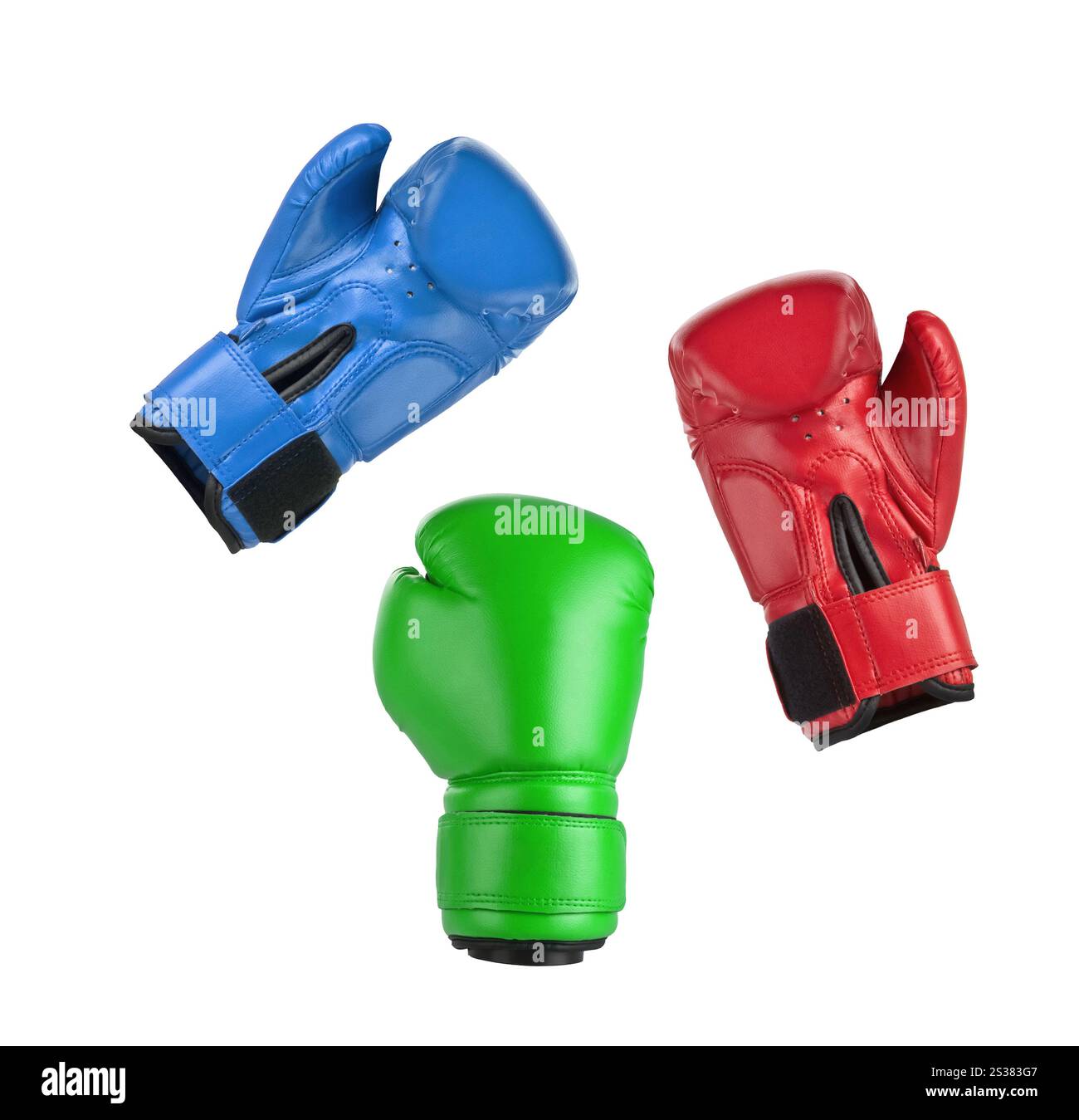 Red, blue and Green boxing gloves Stock Photo - Alamy
