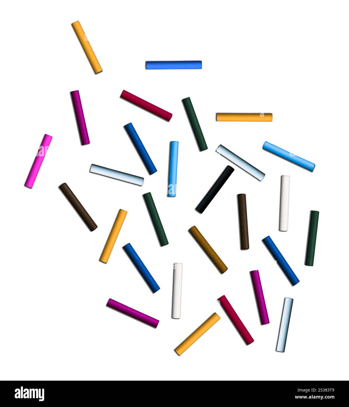 Sticks of pastel colored chalk isolated on white background. Sticks of ...