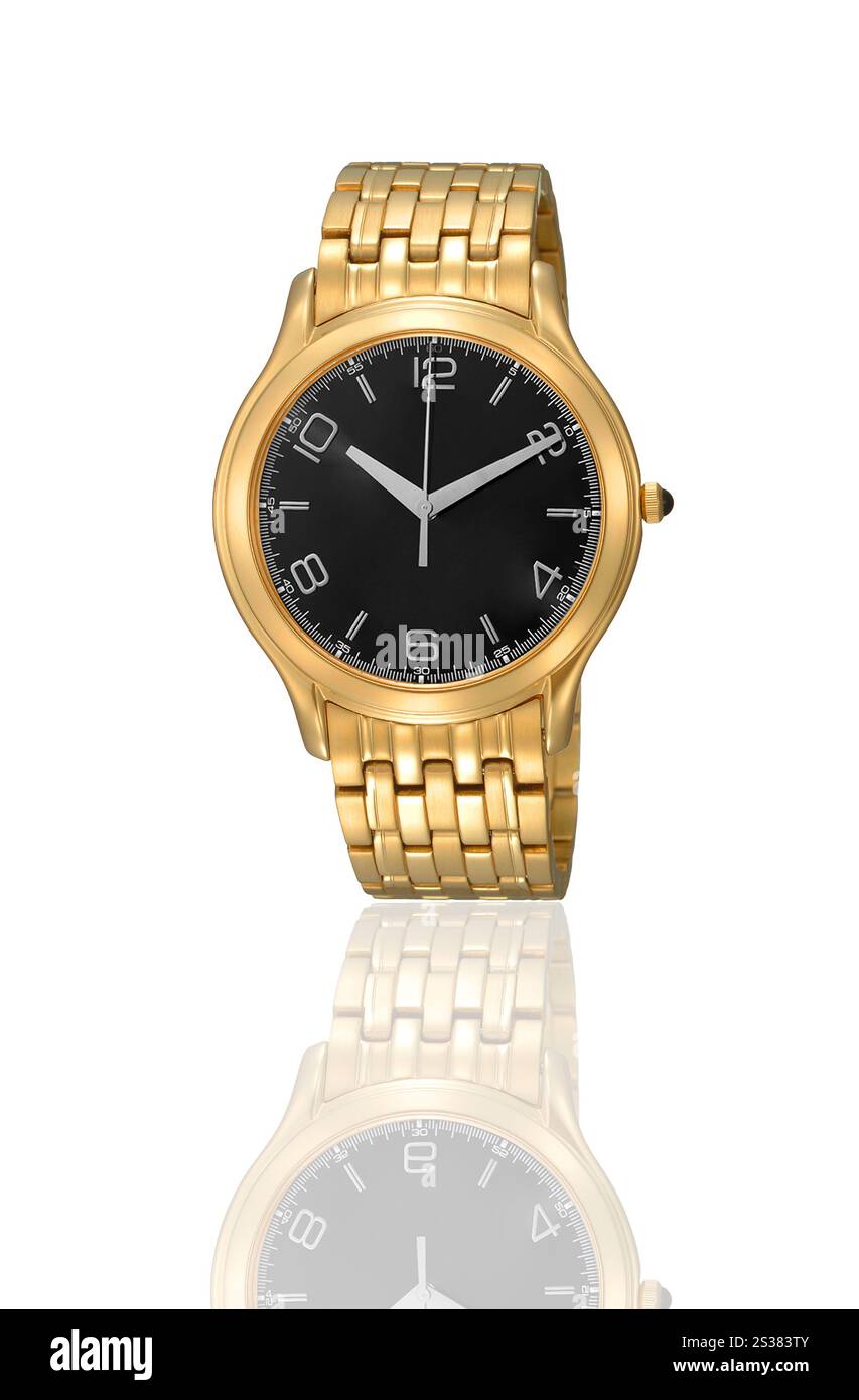 Mens luxury gold wrist watch isolated on white background. Mens luxury ...