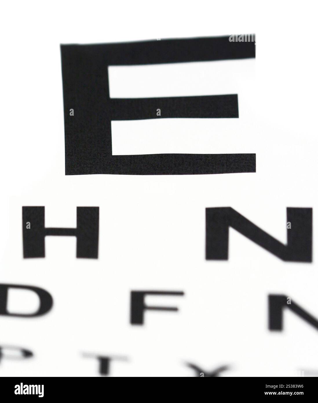 Medical - Fuzzy sight of eye chart isolated on white background ...