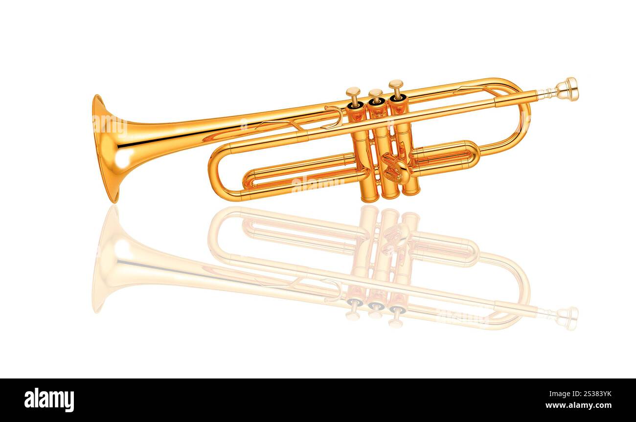 Golden trumpet isolated on white background. Golden trumpet isolated ...