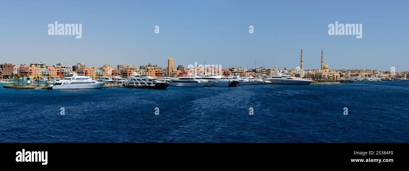 East dock blue sea and big luxury yachts panorama photo. East dock blue ...